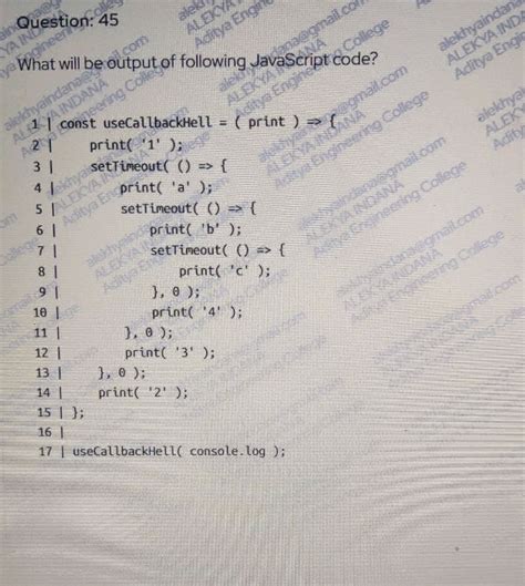 Question 45 What Will Be Output Of Following Studyx