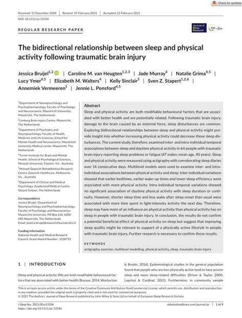 Pdf The Bidirectional Relationship Between Sleep And Physical