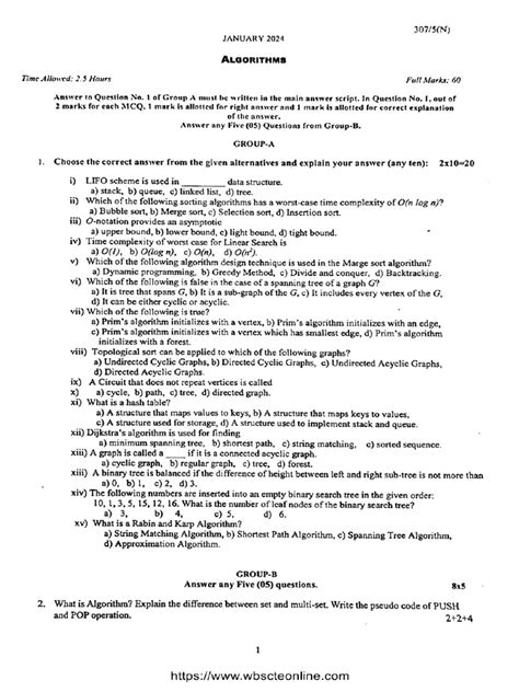 Cst 3 Sem Algorithms 307 5 N Jan 2024 Pdf
