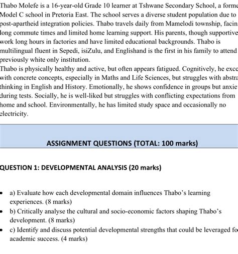 Question 1 Developmental Analysis 20 Studyx