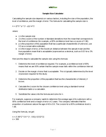 How To Calculate Sample Size Standard Formulas