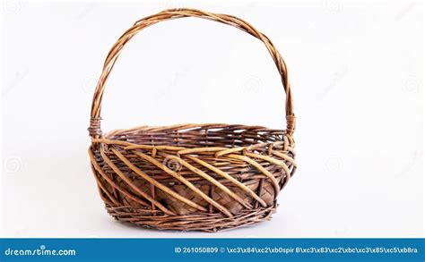 Empty Wicker Basket Isolated On White Background Stock Image Image Of Pattern Natural 261050809