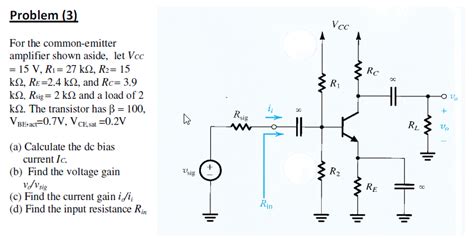 Solved Problem 3 For The Common Emitter Amplifier Shown