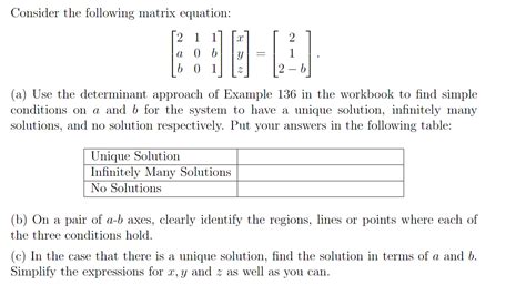 Solved Consider The Following Matrix Equation