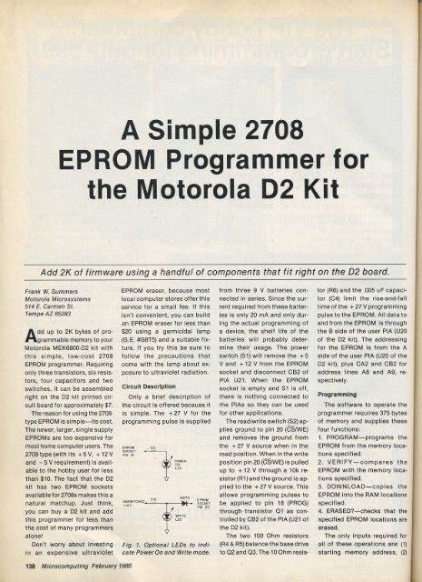 A Simple 2708 Eprom Programmer For Vintage Computers