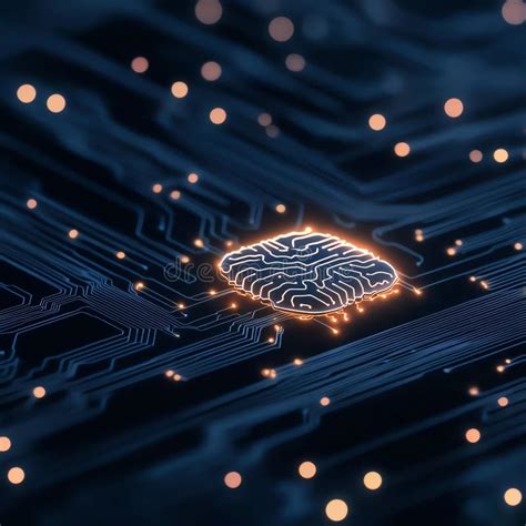 A Striking Digital Representation Of A Microchip Glowing Amid A Network Of Circuits Symbolizing