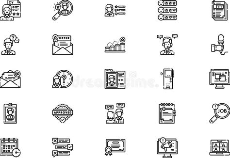 Interview Icons Collection Is A Vector Illustration With Editable Stroke Stock Vector