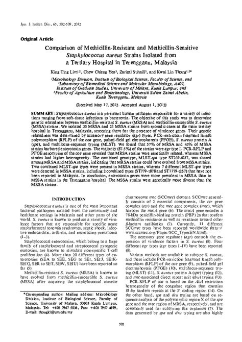 Pdf Coagulase Typing And Spa Typing Of Methicillin Resistant Staphylococcus Aureus