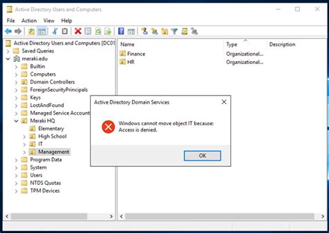 Access Is Denied When You Delete Or Move An Ou To Active Directory