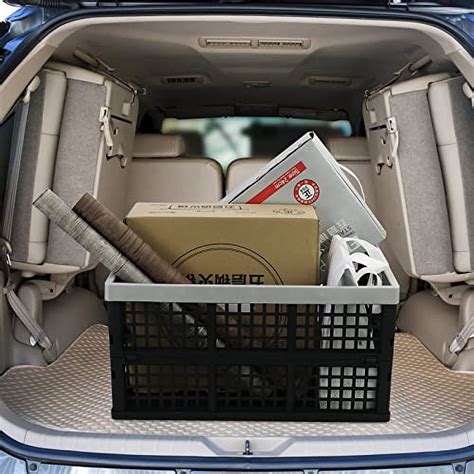 Sandmovie 42 Liter Folding Crates Storage Plastic Stackable Collapsible Crate 4 Pack