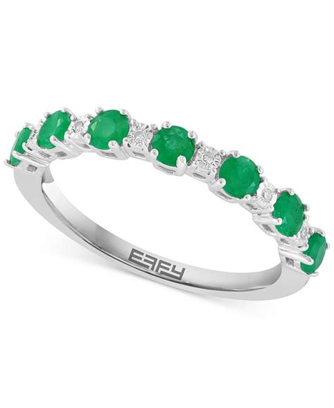 Effy Collection Effy® Emerald 5 8 Ct T W And Diamond Accent Stacking Ring In Sterling Silver