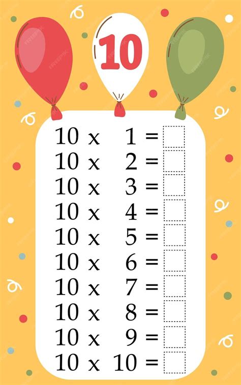 Premium Vector Multiplication Table By 10 With A Task To Consolidate
