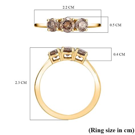 Argyle Champagne Diamonds Trilogy Ring In 9k Yellow Gold M7995194 Tjc