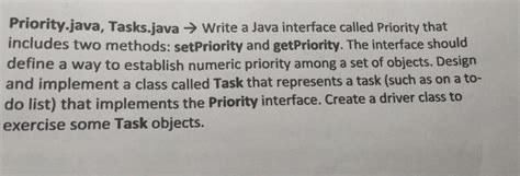 Solved Priorityjava Tasksjava → Write A Java Interface