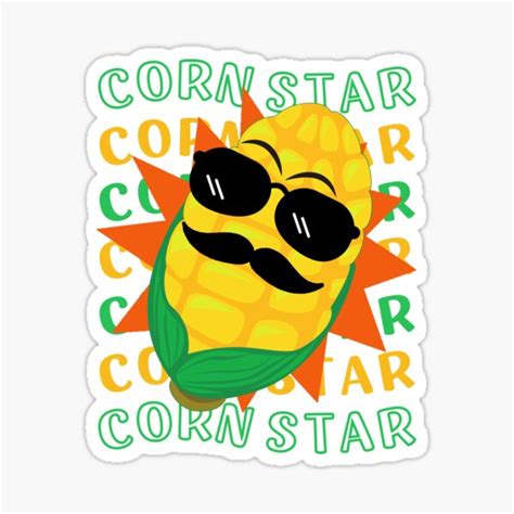 Corn Star Funny Corn Cob Design Sticker For Sale By Appareltolove Redbubble