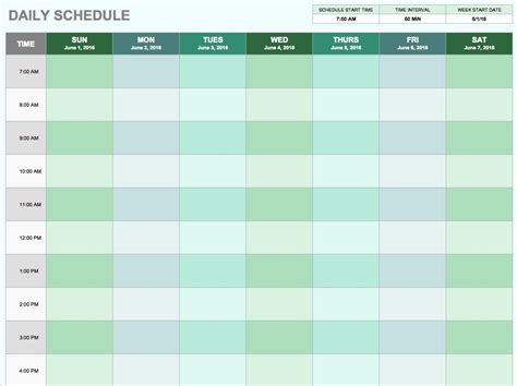 Daily Schedule Excel Template