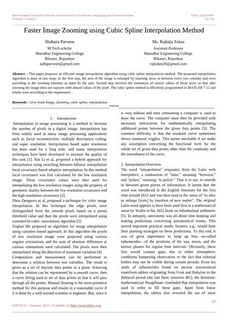 Pdf Faster Image Zooming Using Cubic Spline Interpolation Method