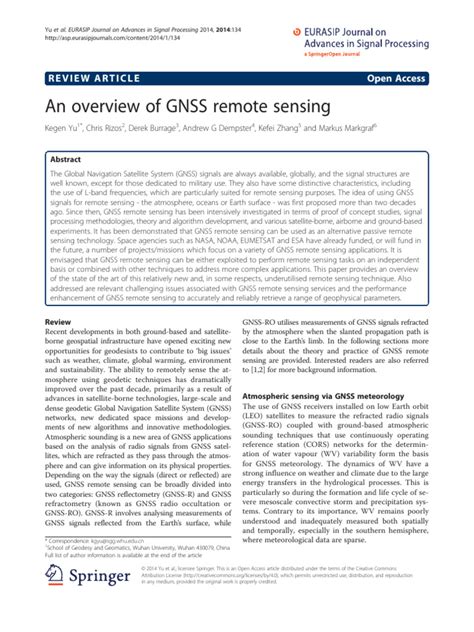 Yu Et Al 2014 Gnss Remotesensing Pdf Numerical Weather Prediction Remote Sensing