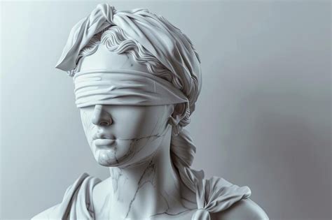 Blindfolded Lady Justice Sculpture Closeup Representing Impartiality In Law Premium Ai
