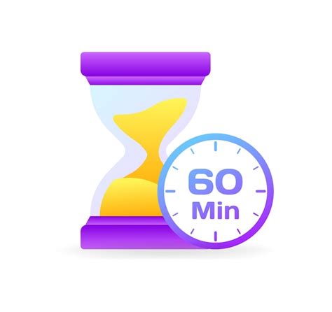 Premium Vector 60 Min Timer Flat Color Hourglass 60 Minutes Left 60 Minute Timer Vector Icon