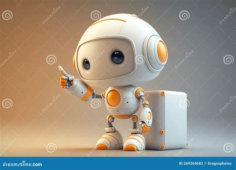Playful Cute And Happy Toy Robot Android 3d Rendering Ai Generated Stock Illustration