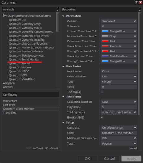 Trend Monitor For Ninjatrader 8 Information And Configuration Quantum Trading Indicators For