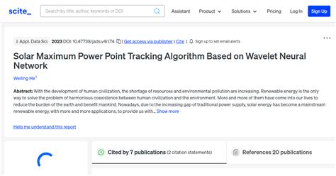 Solar Maximum Power Point Tracking Algorithm Based On Wavelet Neural Network Scite Report