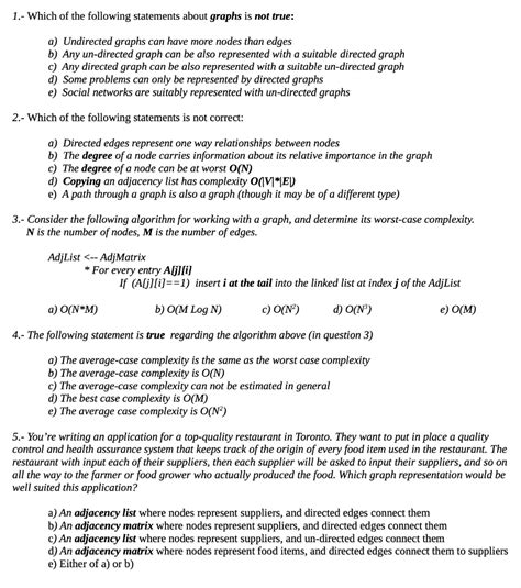 Solved Which Of The Following Statements About Graphs Is Chegg