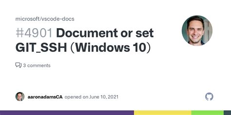 Document Or Set Gitssh Windows 10 · Issue 4901 · Microsoftvscode Docs · Github