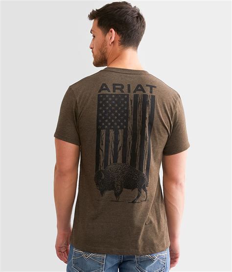 Ariat Bison Flag T Shirt Mens T Shirts In Brown Heather Buckle