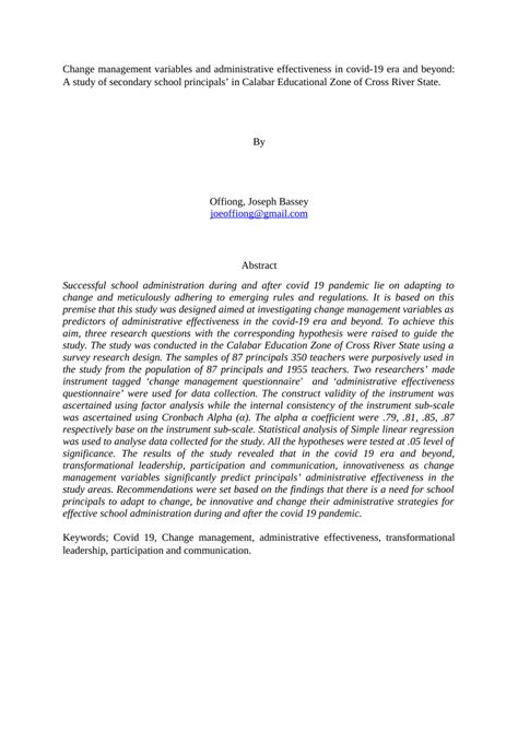 Pdf Offiong Joseph Bassey