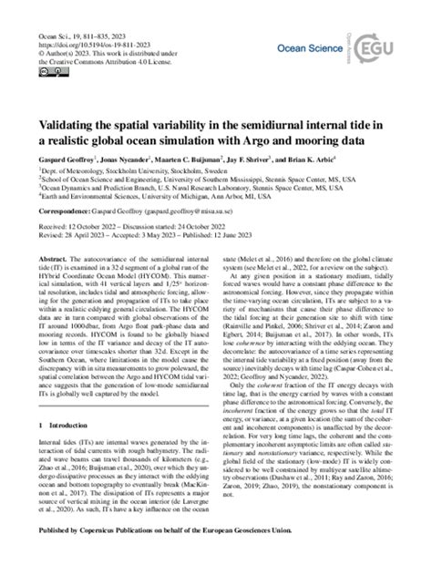Pdf Validating The Spatial Variability In The Semidiurnal Internal
