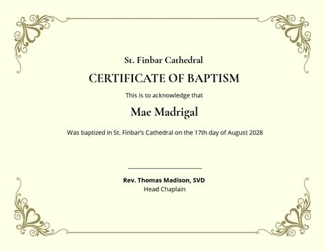 Christian Baptism Certificate Template Ablebionics