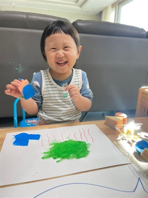 5살토끼미술 스펀지 그림 토끼 발자국 만들기 네이버 블로그