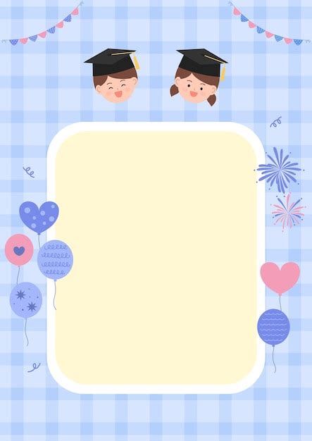 졸업 의복 을 입은 어린이 들 이 있는 배경 그림 프리미엄 벡터