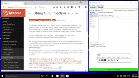 Webgoat Tutorial String Sql Injection Youtube