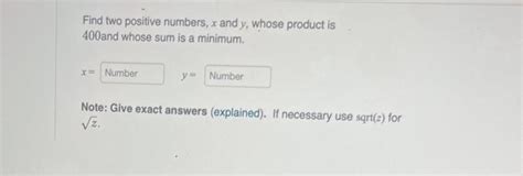 Solved The Sum Of Two Non Negative Numbers X And Y Is 24 Chegg Com