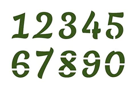 Ink Script Numbers Stencil 2 Inch Basic Fancy Font