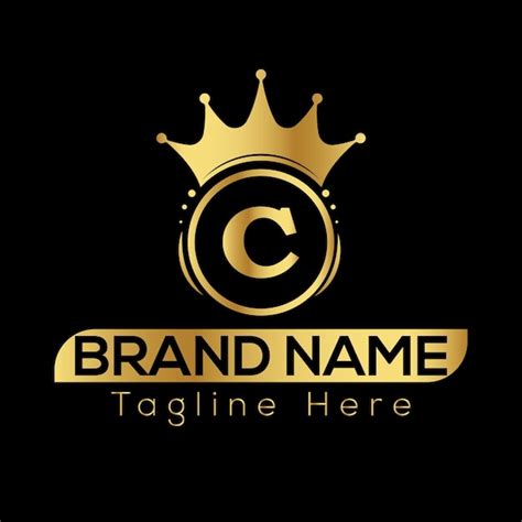 글자 C 에 있는 왕관 로고 템플릿 C 글자 에 있는 왕좌 로고 초기 왕관 기호 개념 템플 프리미엄 벡터