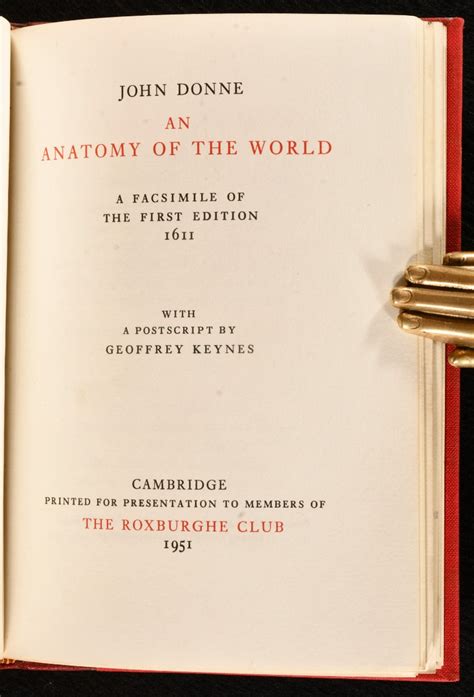 An Anatomy Of The World Von John Donne Geoffrey Keynes Near Fine Leather 1951 Rooke Books Pbfa