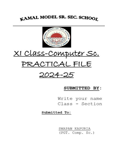 Xi Computer Science Practical File Questions 2024 245docx Pdf Computer Programming Computing