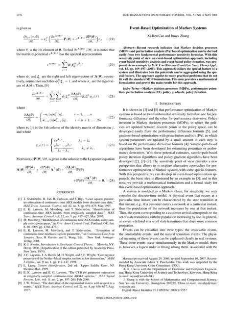 Pdf Event Based Optimization Of Markov Systems