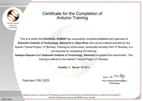 Kaushal Kumar On Linkedin Certificate For Completion Arduino Training Training Is Offered By