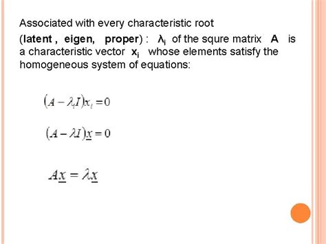 Lecture Five Characteristic Roots Characteristic Vectors Of A