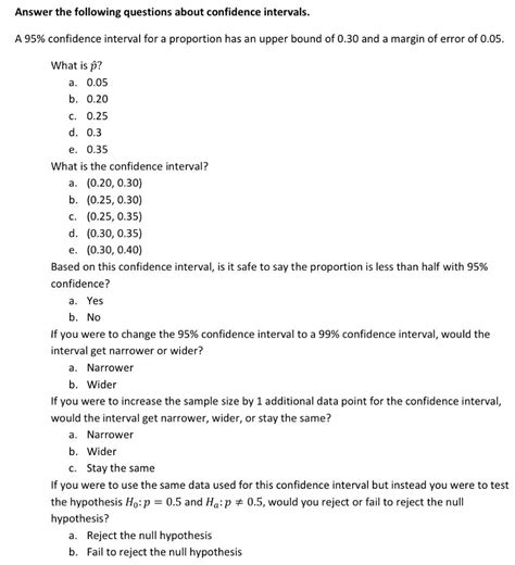 Solved Answer The Following Questions About Confidence