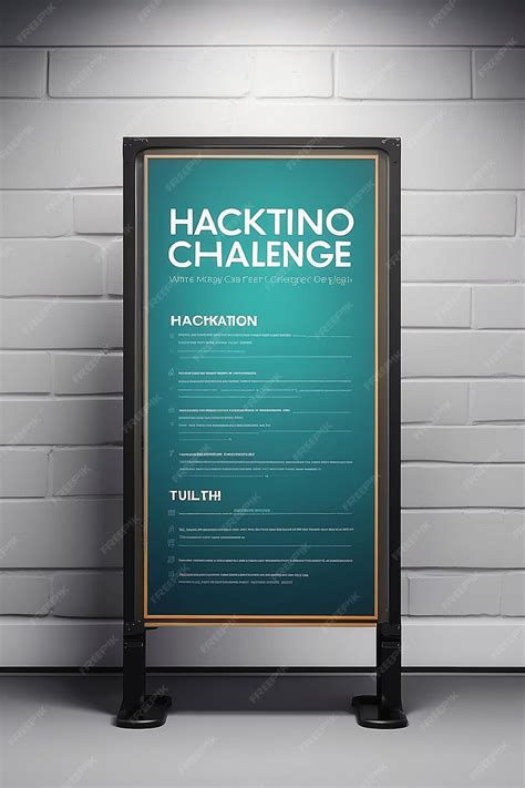 Tech Hackathon Coding Challenge Rules Signage Mockup With Empty Blank