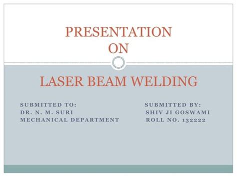 Laser Beam Welding Ppt