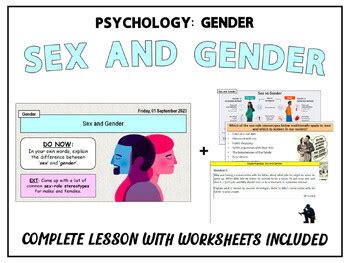 PSYCHOLOGY OF GENDER Sex And Gender By JB Resources TPT
