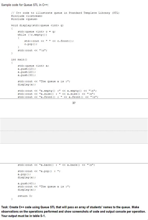 solved sample code for queue stl in c task create c