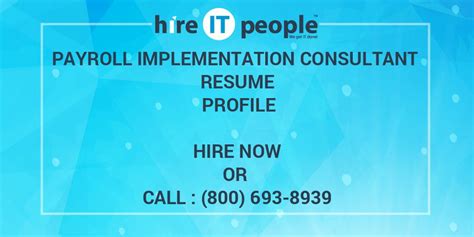 Payroll Implementation Consultant Resume Profile Hire It People We